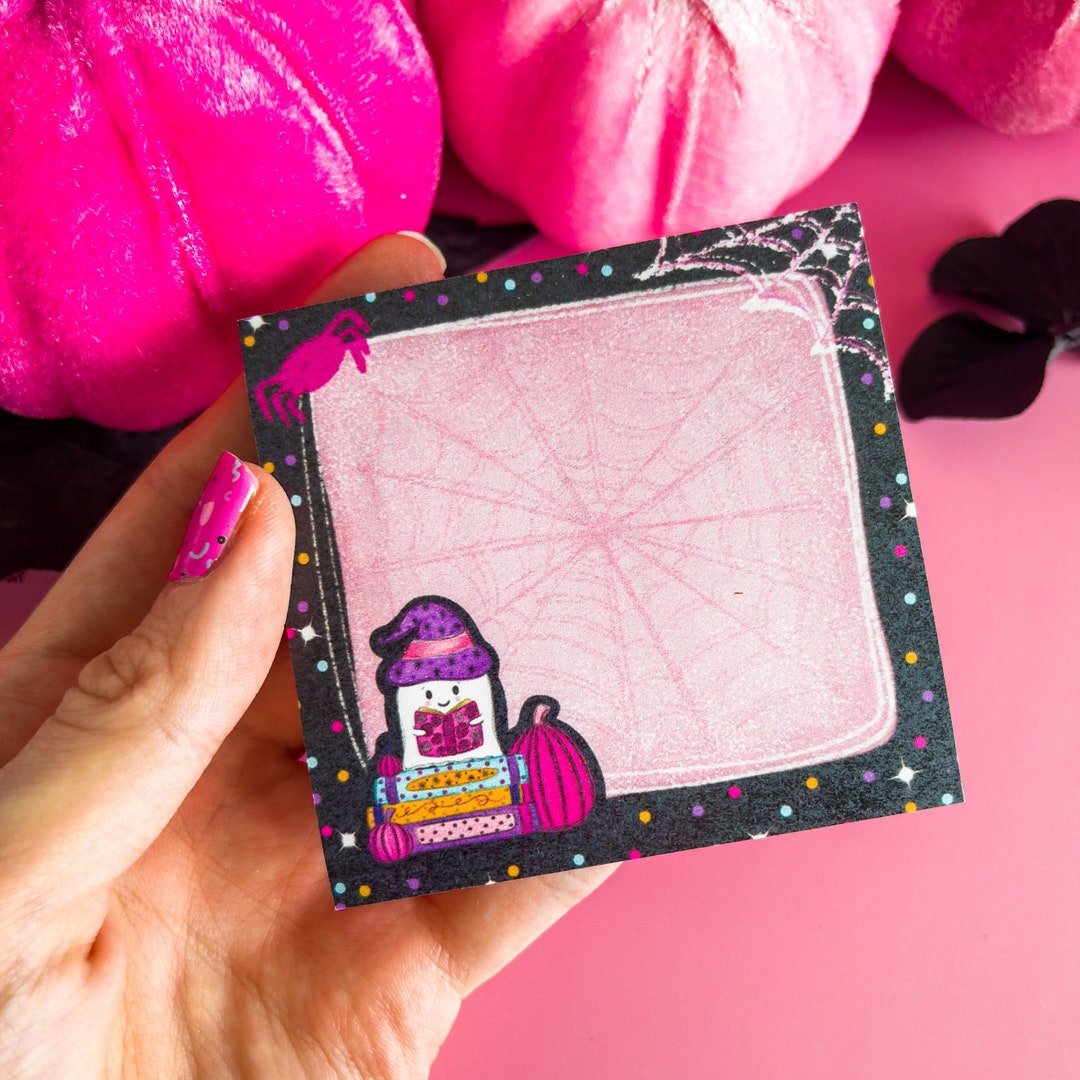 Halloween Bookworm Ghost Sticky Notes 3" X 3" - Bookworm Gift - Notepad ...