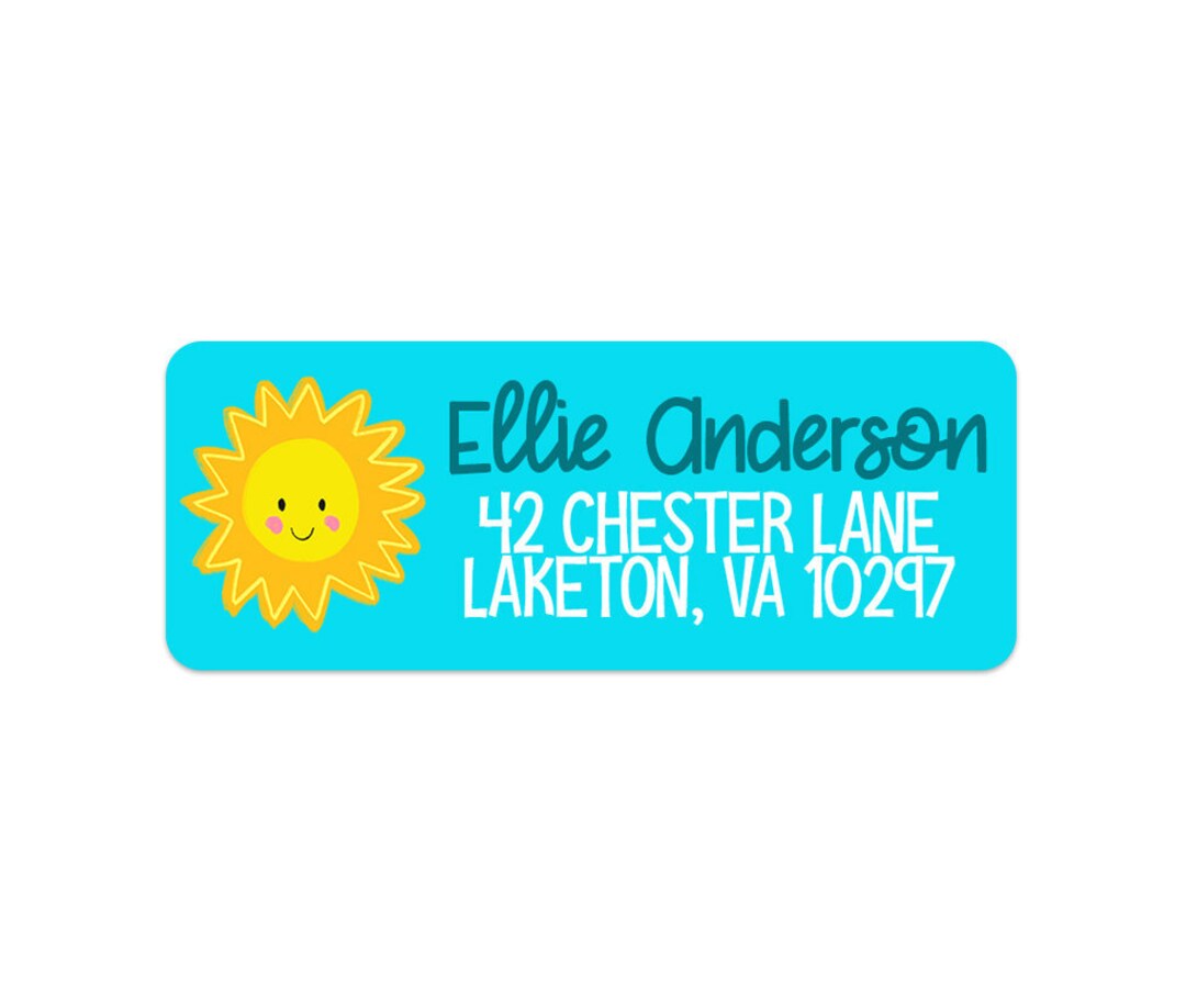 Happy Sunshine Address Labels Kids Address Labels Sunshine Return ...