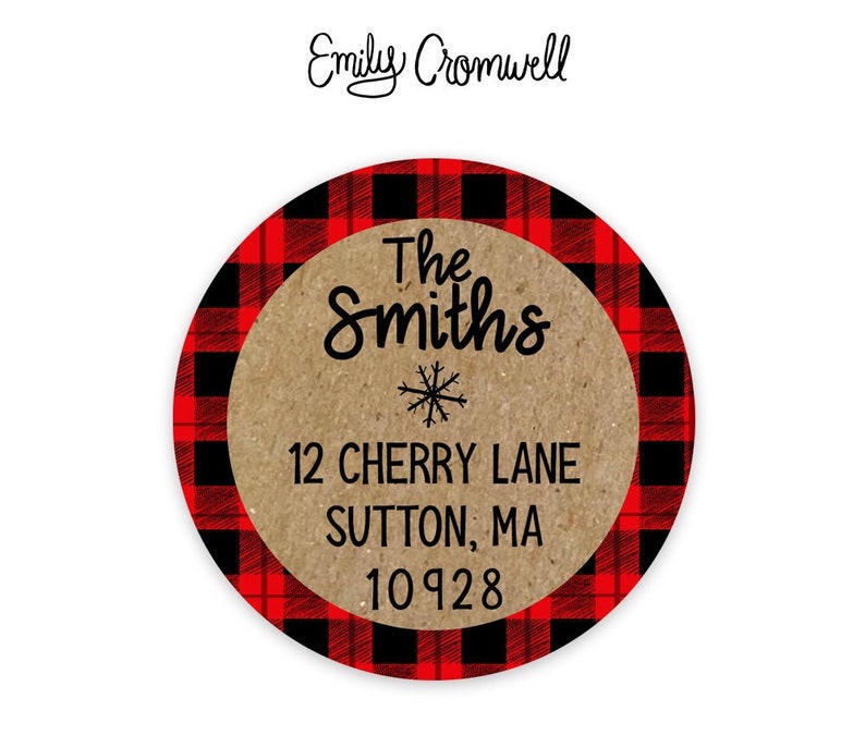 Buffalo Plaid Christmas Address Labels Round Return Labels - Etsy
