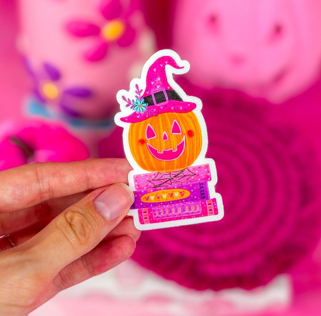 Jack-o-lantern Book Stack Vinyl Sticker - Etsy