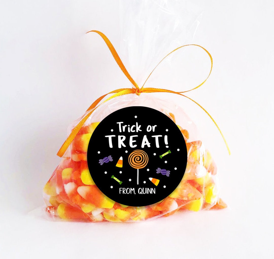 Trick or Treat Stickers - Halloween Favor Stickers - Halloween Treat ...