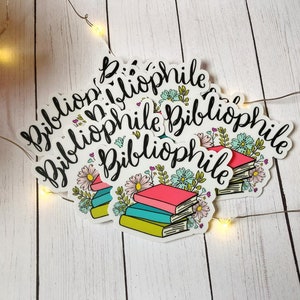 Bibliophile Book Stack Vinyl Sticker, Bookish Vinyl Decal, Hand ...