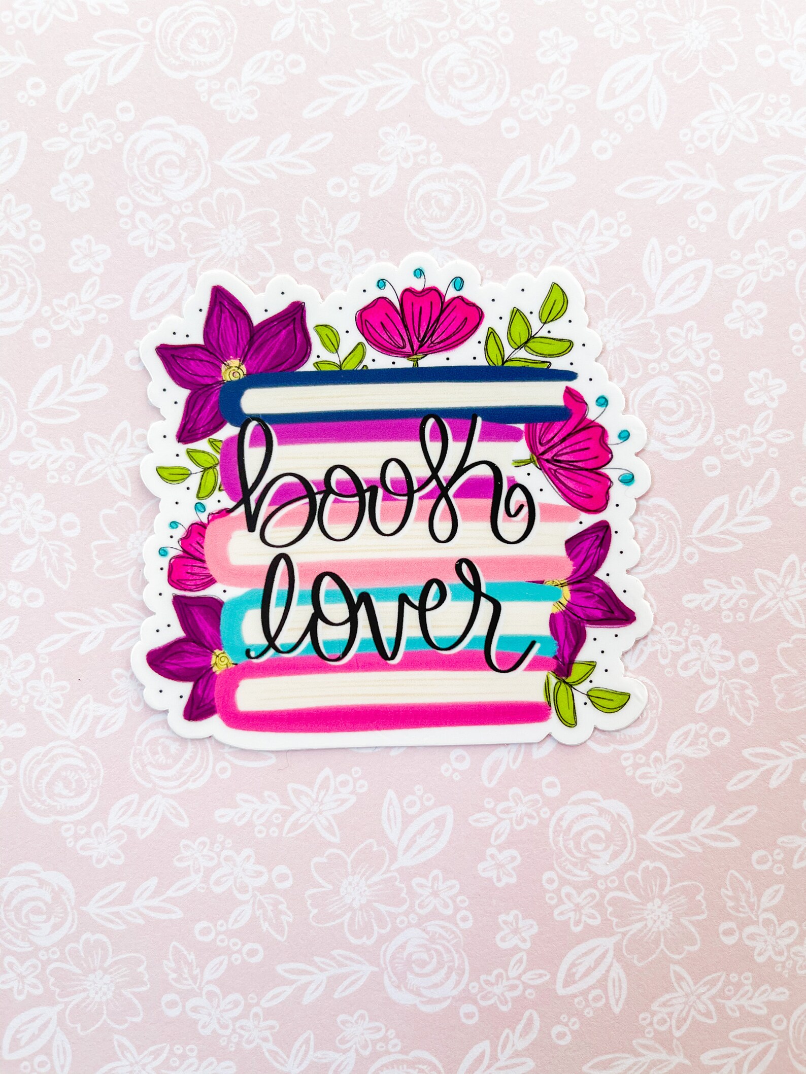 Book Lover Floral Vinyl Sticker Bookish Stickers Floral - Etsy