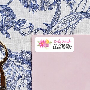 Watercolor Floral Address Labels - Flower Address Labels - Pretty ...
