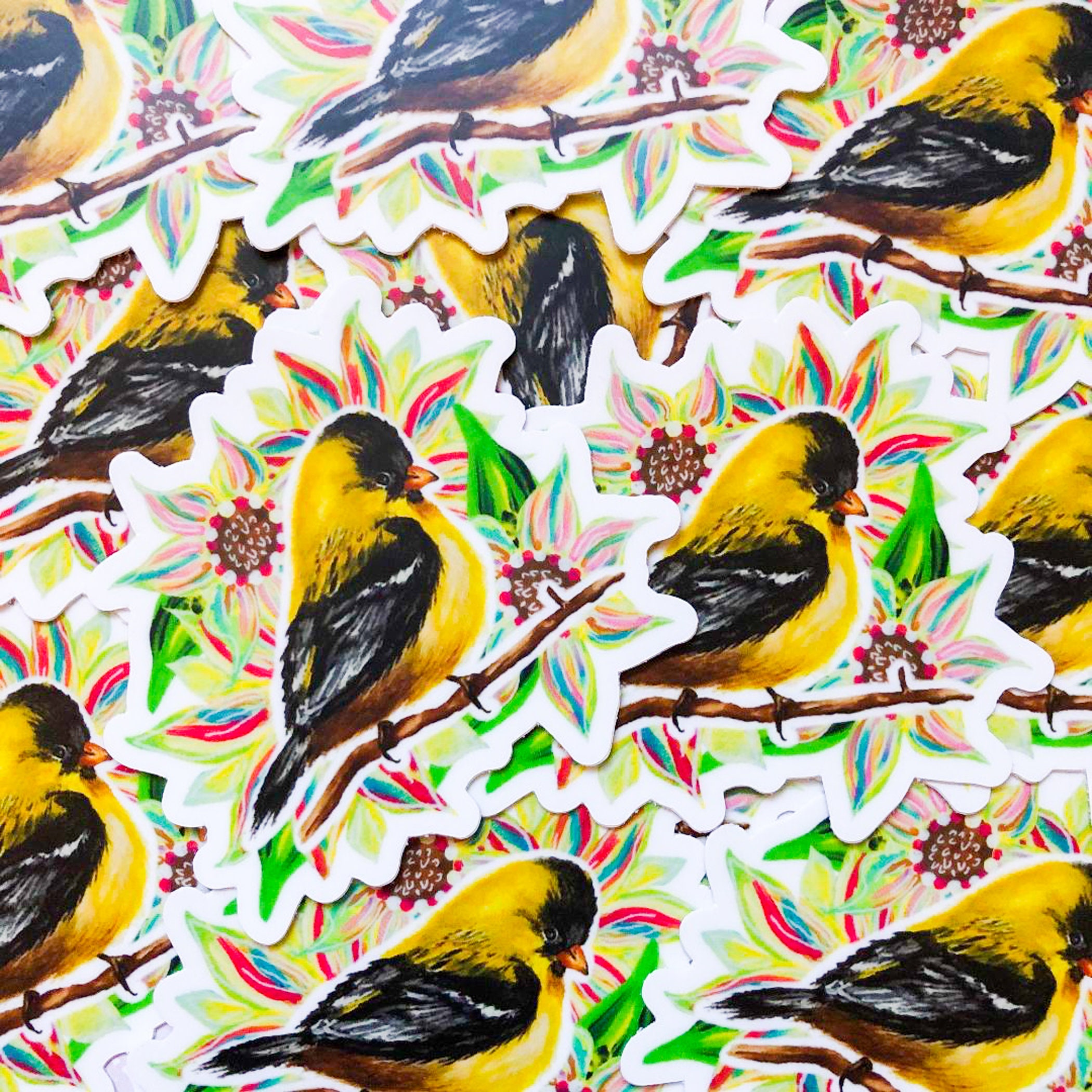 Goldfinch Floral Vinyl Sticker Bird Sticker Goldfinch | Etsy