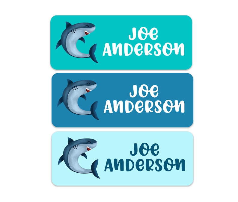 Shark Name Labels Boys Name Labels Kids School Name Labels - Etsy