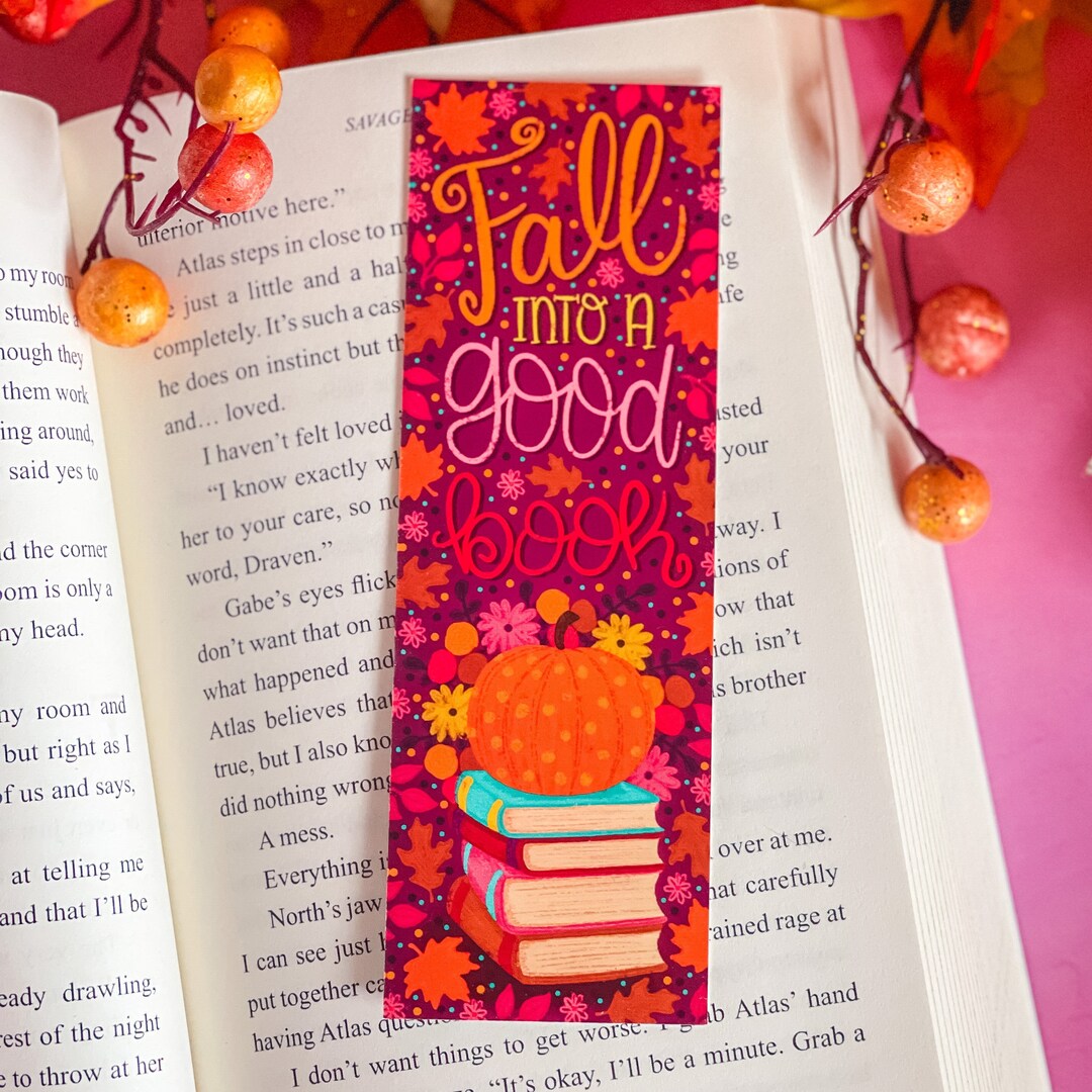 Fall Into a Good Book Bookmark, Matte Bookmark, Cute Bookmark, Fall ...
