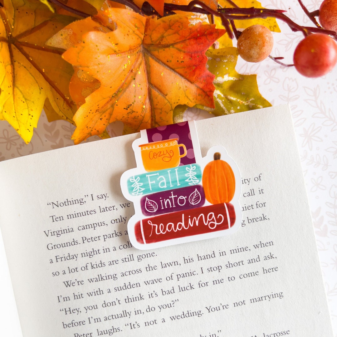 Fall Into Reading Magnetic Bookmark - Fall Bookmark - Pumpkin - Etsy