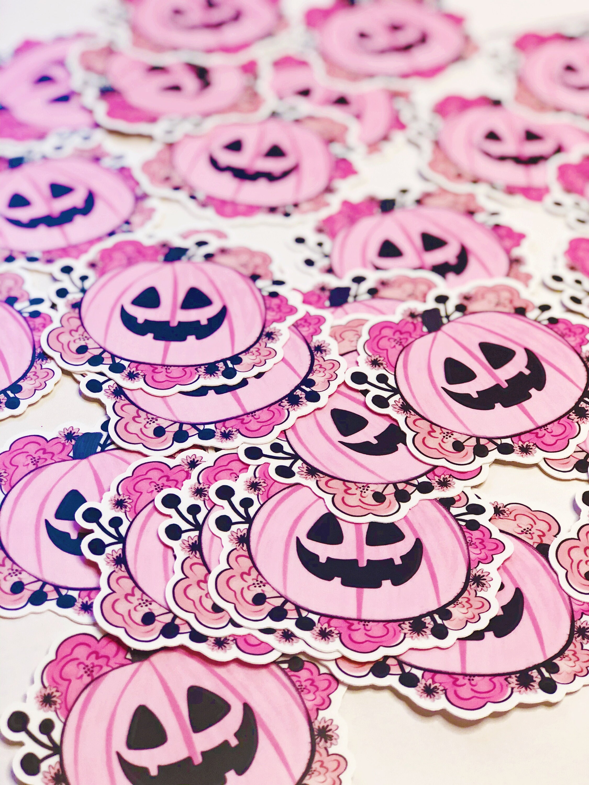 Pink Halloween Pumpkin Vinyl Sticker Fall Sticker Laptop | Etsy