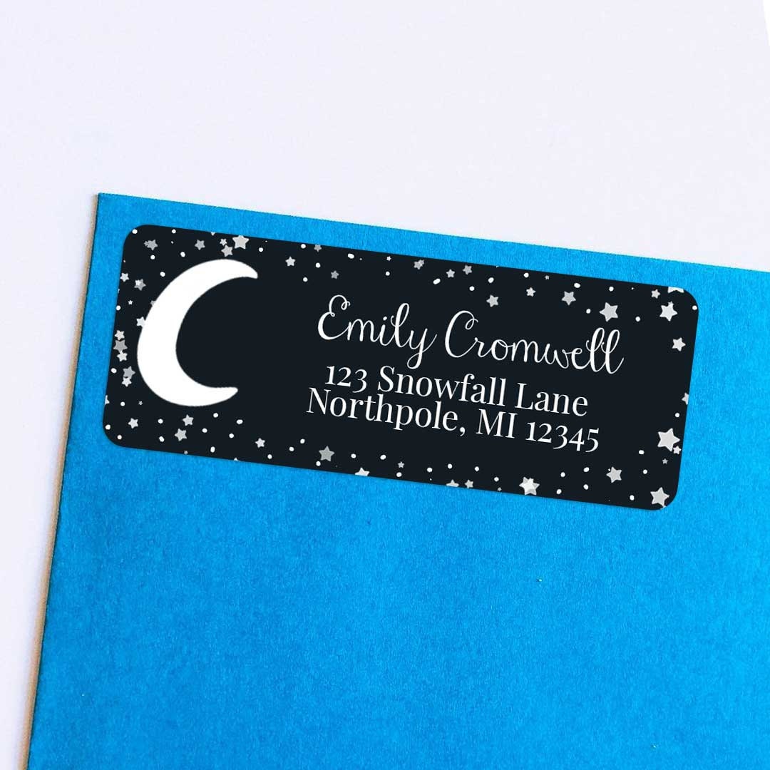 Celestial Moon Address Labels Night Sky Return Address Labels Return ...