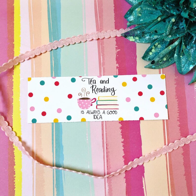 Tea and Reading Bookmark Matte Bookmark Cute Bookmark - Etsy