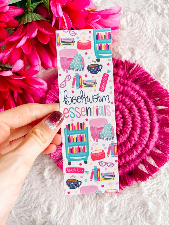 Bookworm Essentials Bookmark Matte Bookmark Cute Bookmark - Etsy
