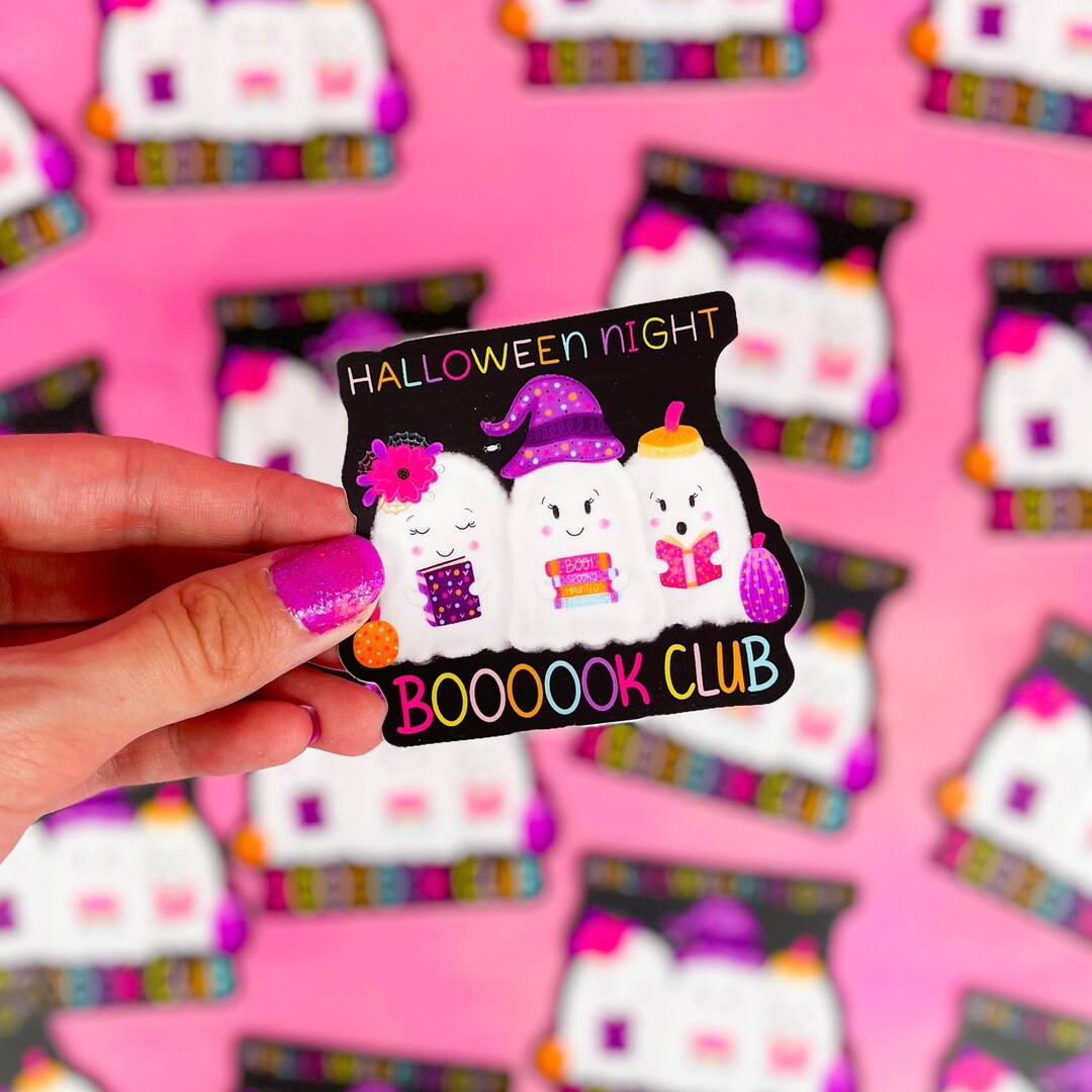 Halloween Night Book Club Vinyl Sticker, Halloween Sticker, Laptop ...