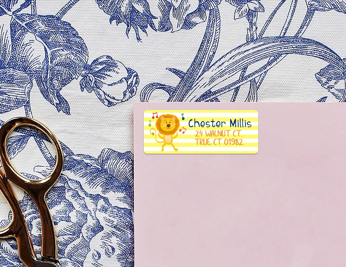 Kids Lion Address Labels Boys Address Labels Lion Return | Etsy