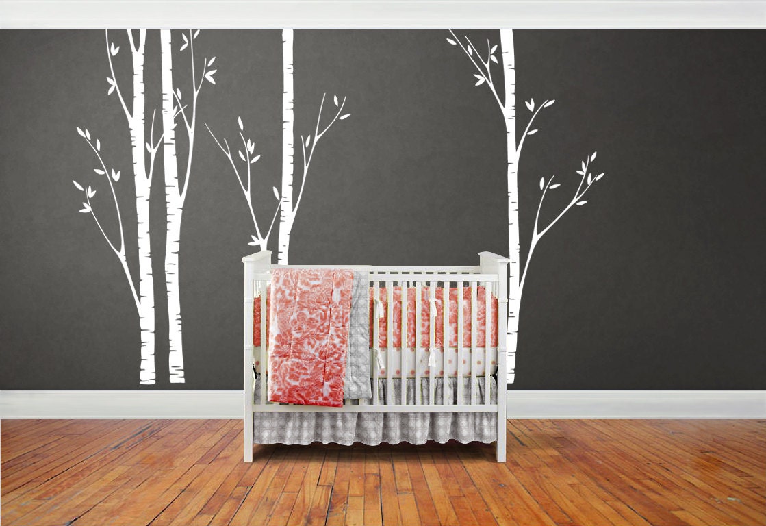 Birch Tree Wall Decals Birch Tree Decal White Tree Wall | Etsy