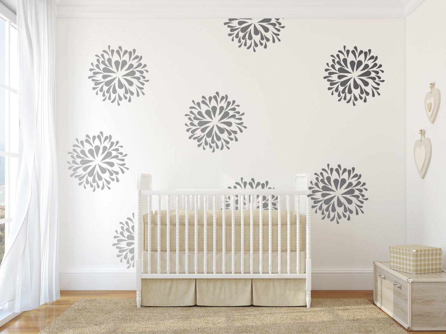 Vinyl Wall Decal Art Sticker Rain Drop Flower Pattern Gold - Etsy