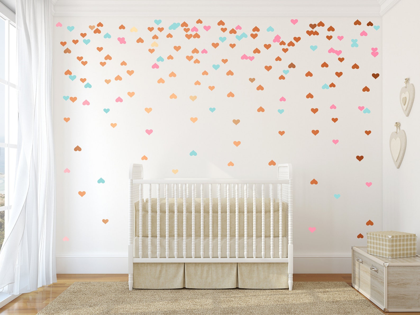 Colorful Heart Wall Decals Customizable Rainbow Colored Decal - Etsy