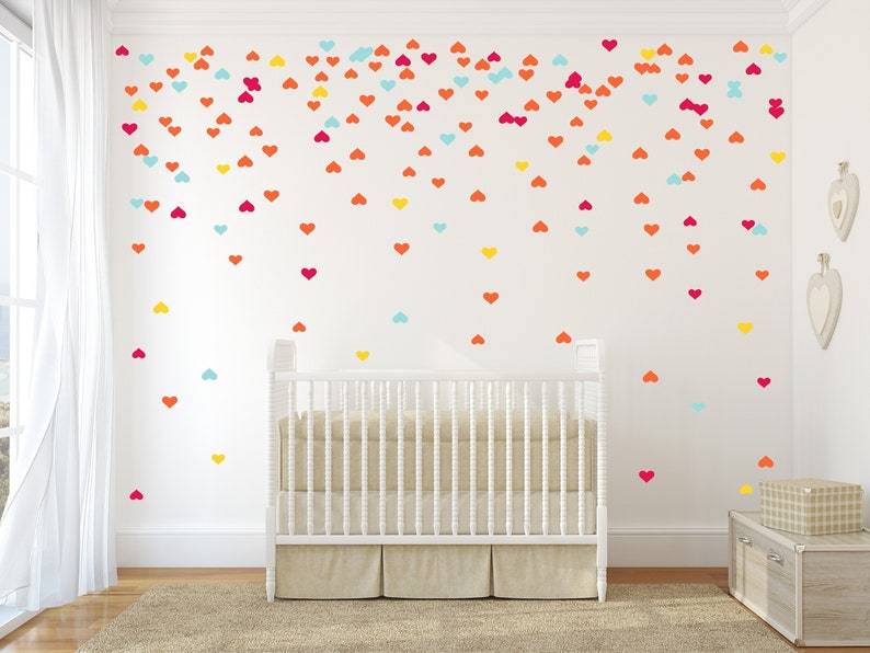 Colorful Heart Wall Decals Customizable Rainbow Colored Decal - Etsy