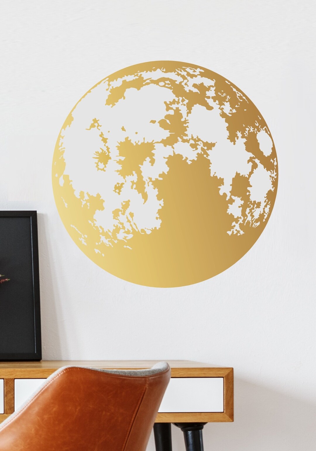 Gold Moon Decal, Celestial Wall Decor, Full Moon Wall Art, Boho Decor ...