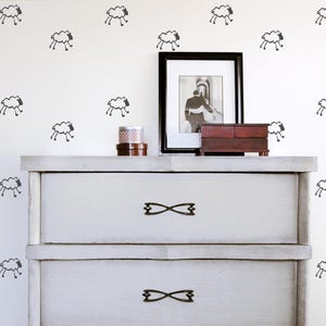 Sheep Wall Decals - Removable Gold Vinyl Stickers for Baby Nursery, Kid ...