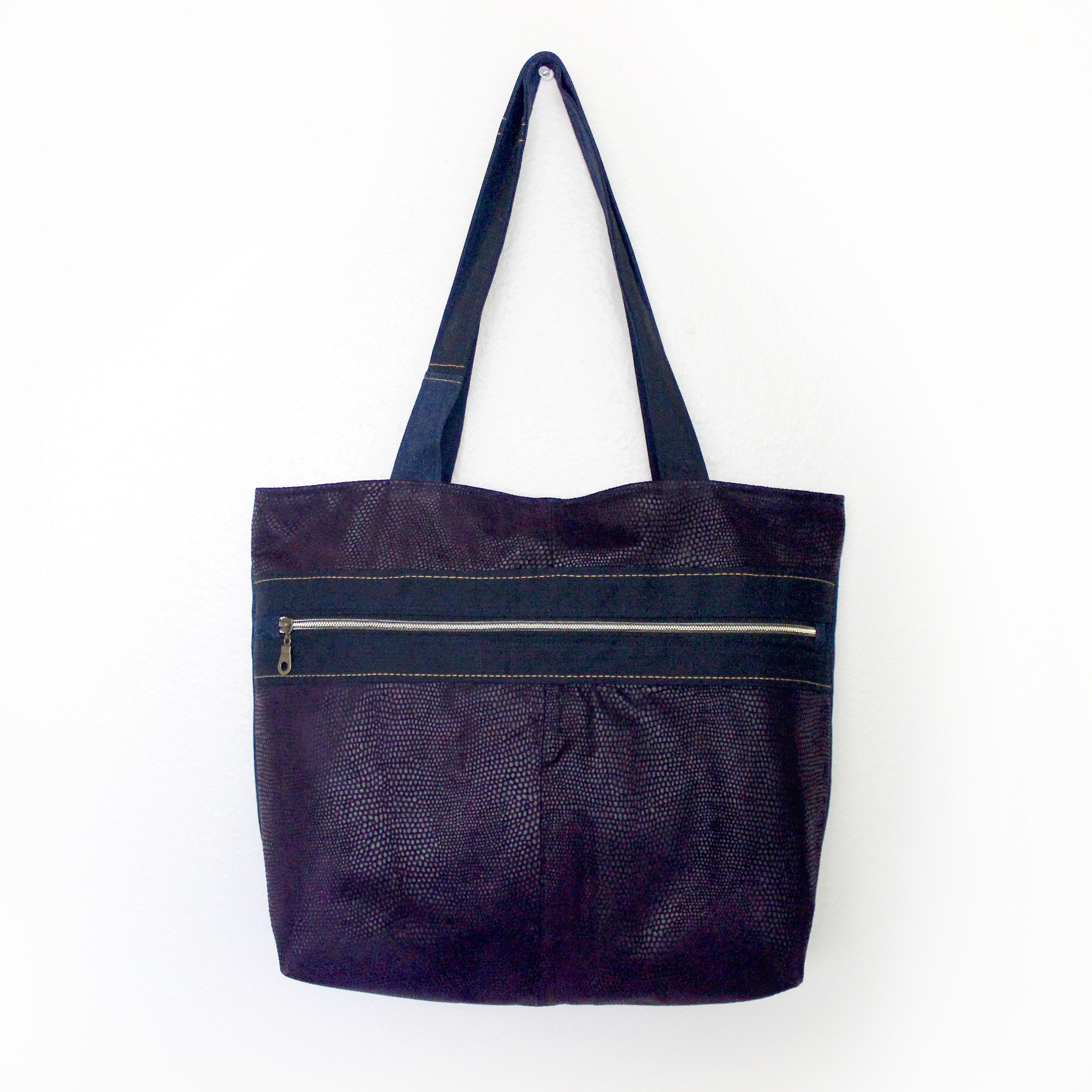 Upcycled Denim Vintage Embroidery Colorful Tote Bag Handmade | Etsy