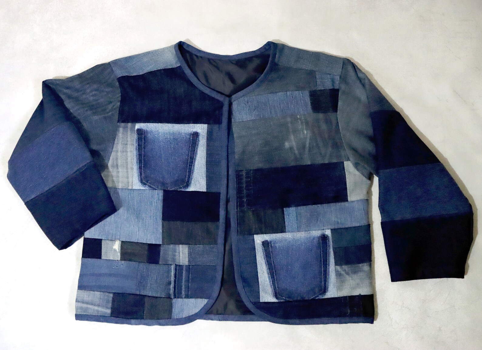 Upcycled Jean Patchwork Jacket Handmade Unique Size M/L | Etsy