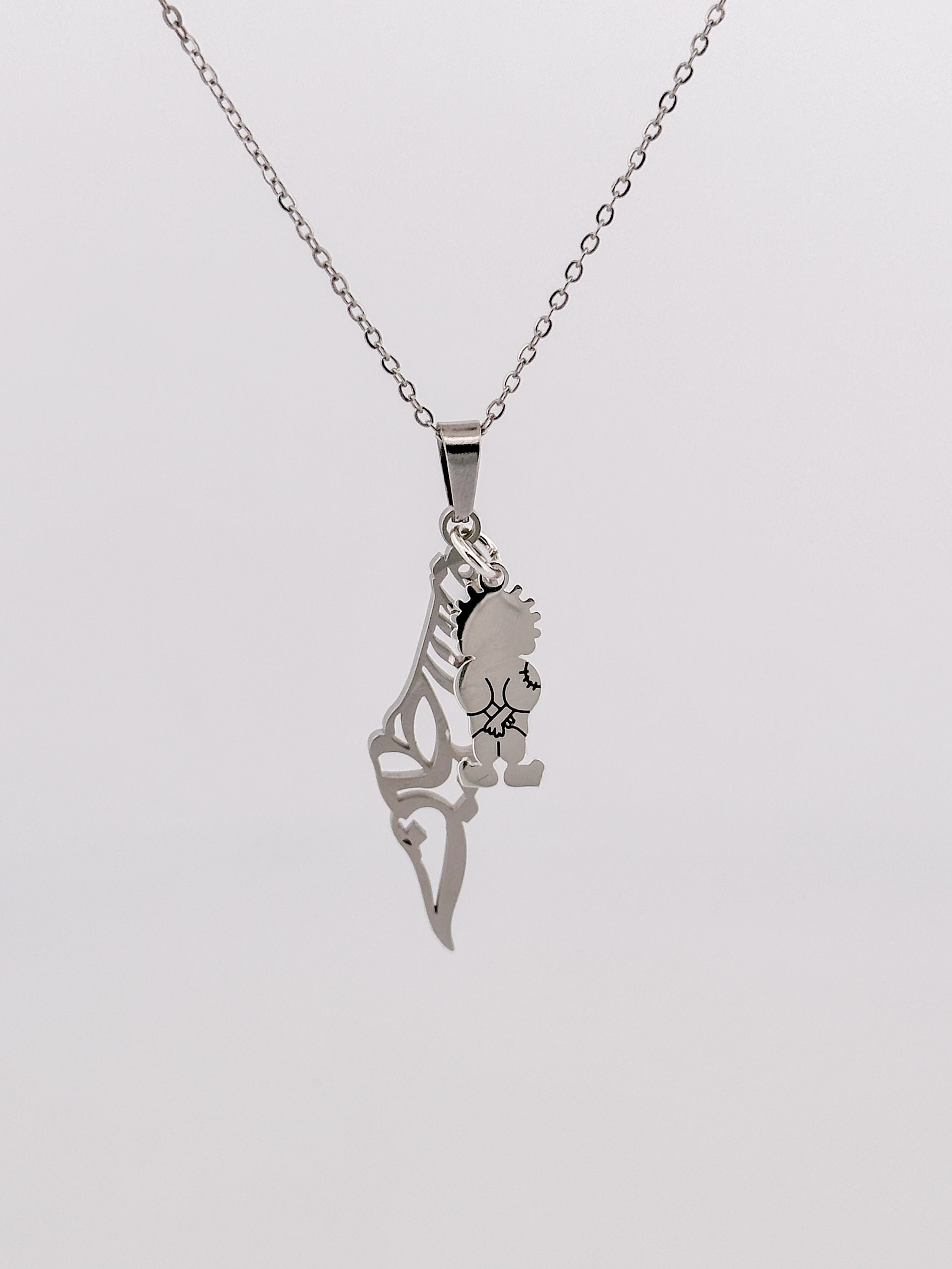 Palestine Map in Arabic Calligraphy Necklace Rhodium Plating Necklace ...