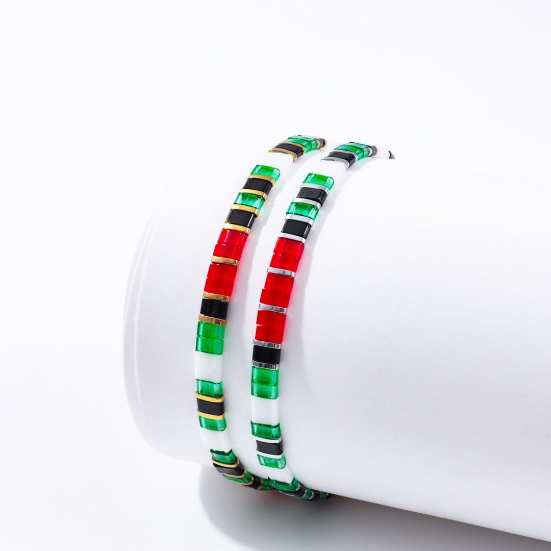 Morse Code Bracelet – "free Palestine" Flag Colors, Glass Tile Beads - Etsy