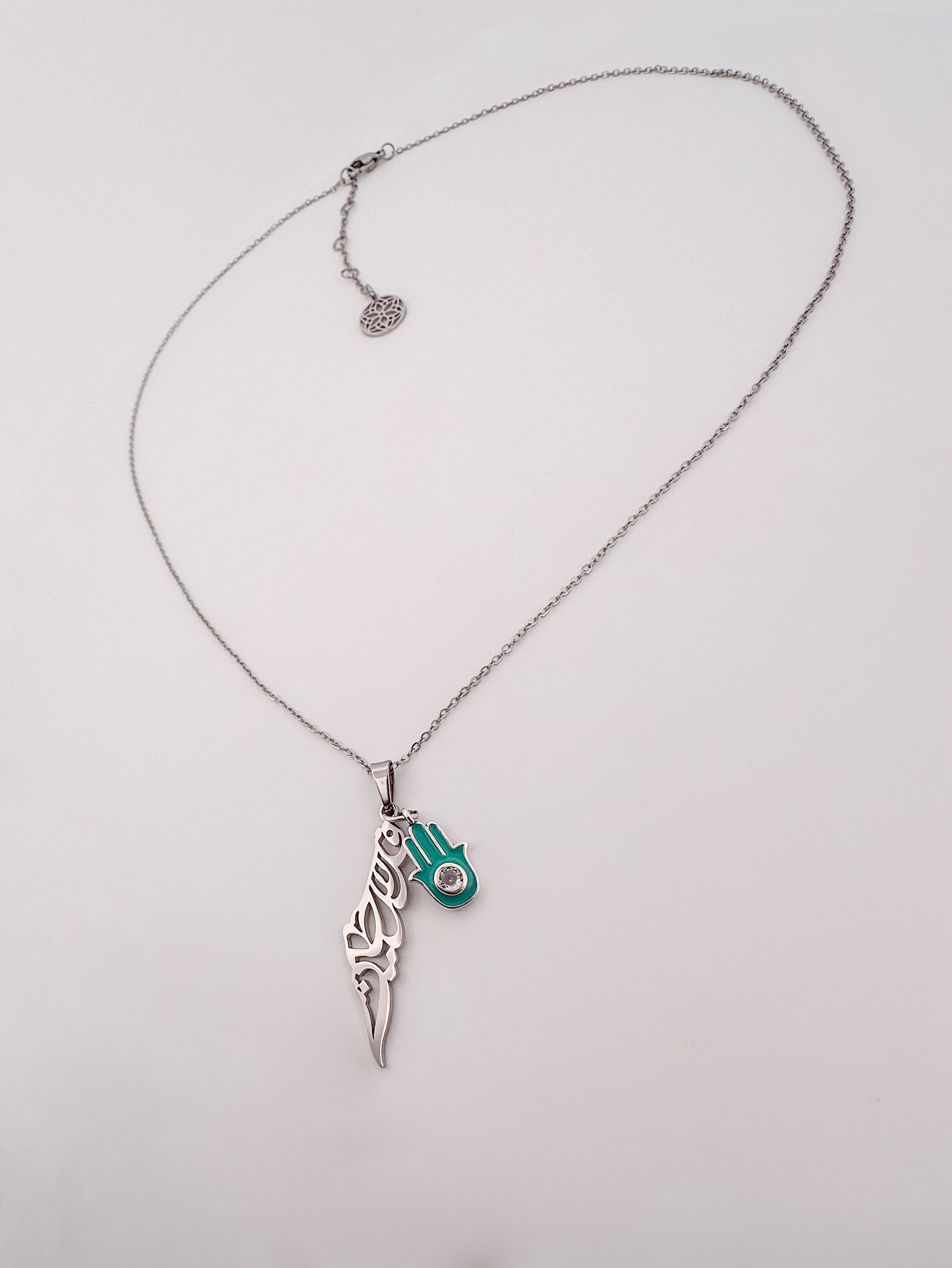 Palestine Map in Arabic Calligraphy Necklace Rhodium Plating Necklace ...