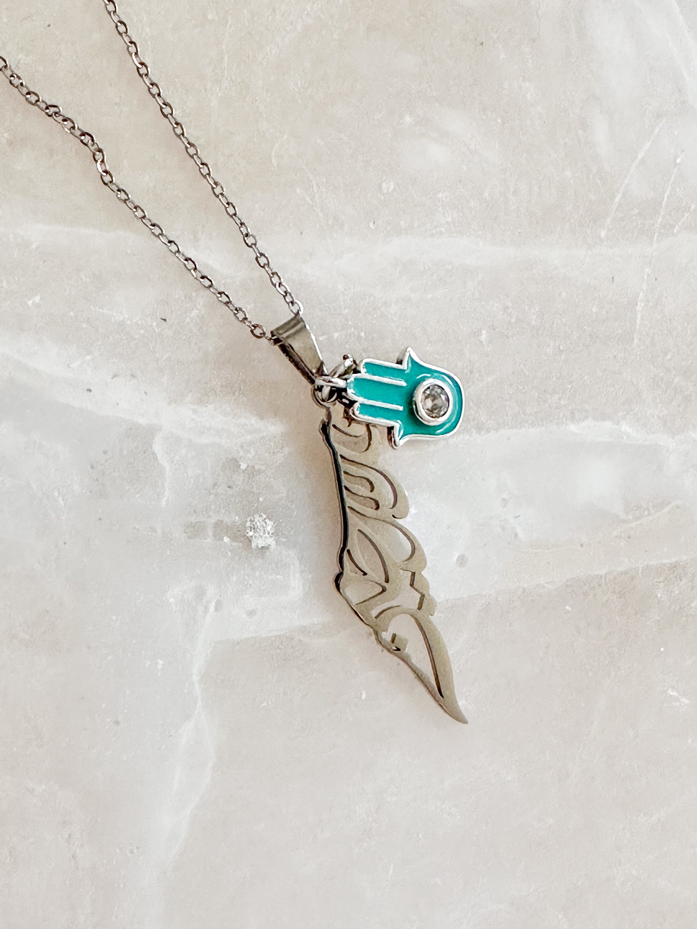 Palestine Map in Arabic Calligraphy Necklace Rhodium Plating Necklace ...