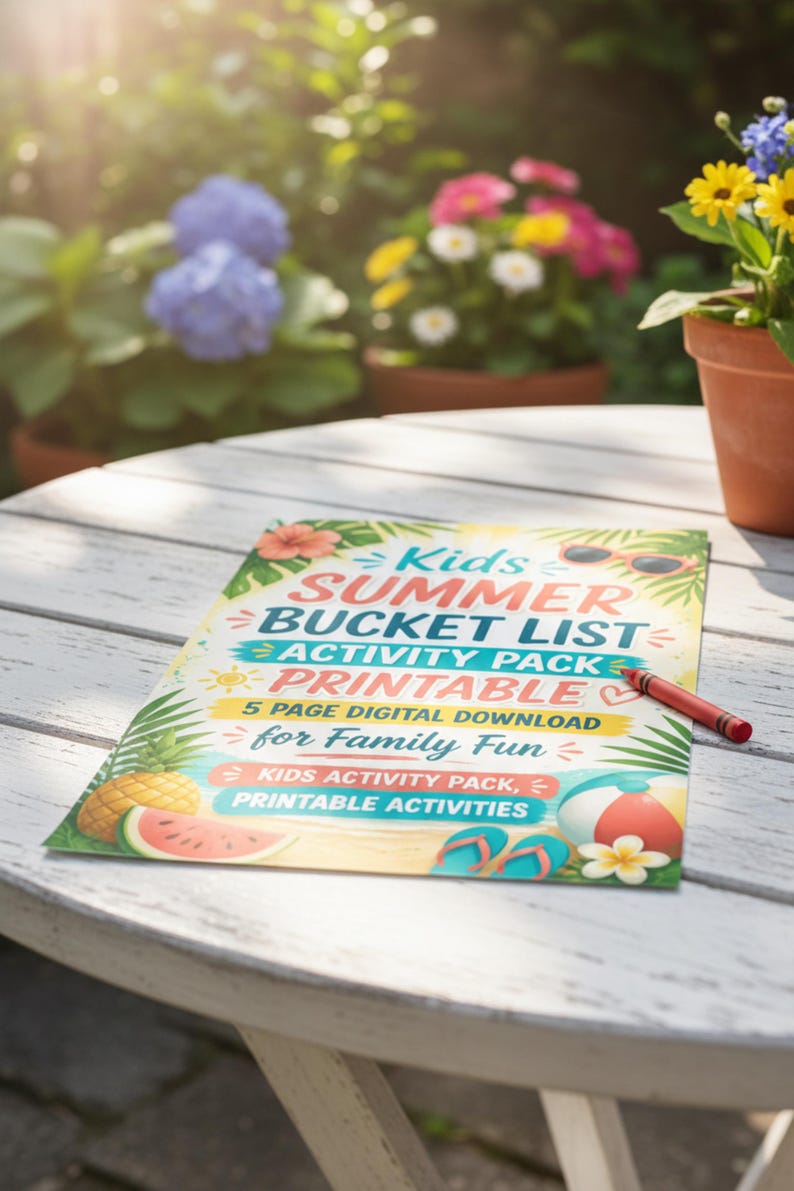 Kids Summer Bucket List Activity Pack Printable, 5 Page Digital ...