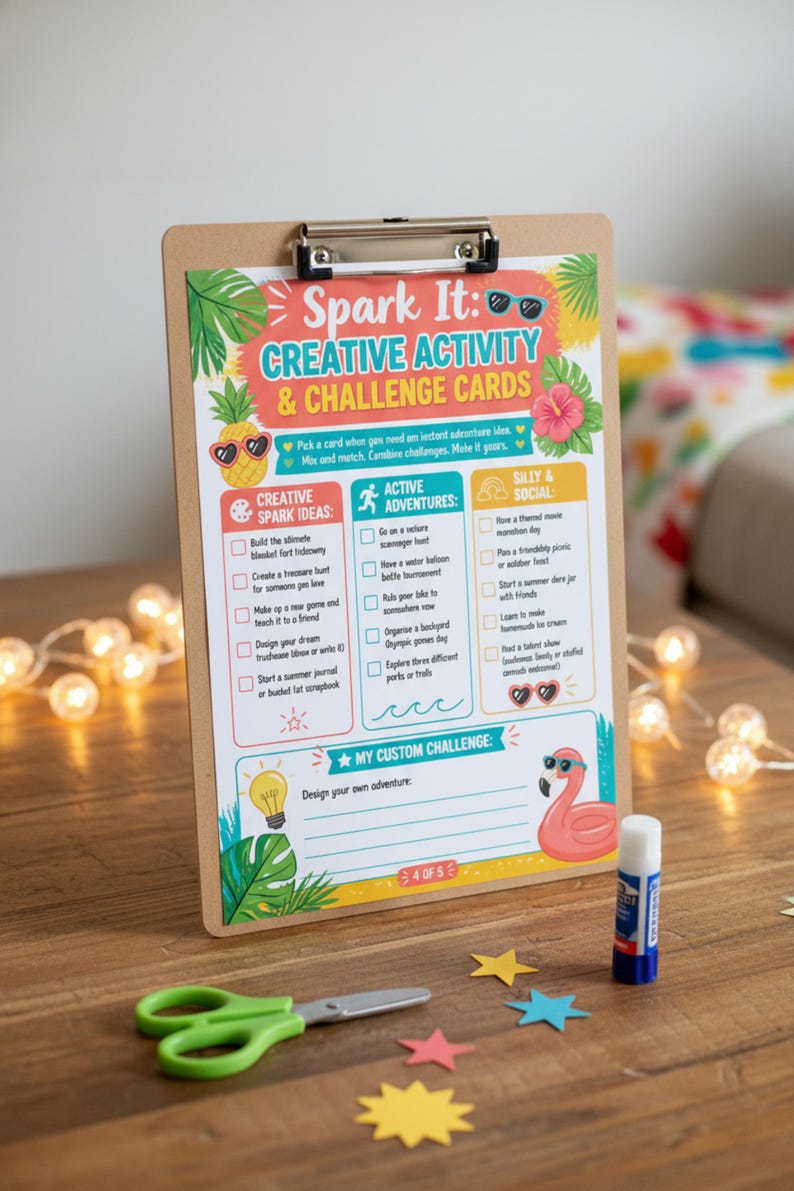 Kids Summer Bucket List Activity Pack Printable, 5 Page Digital ...