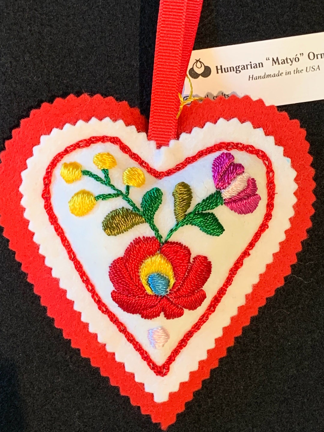 Hungarian Heart Ornament: Hand Embroidered Matyo Style Felt Heart ...