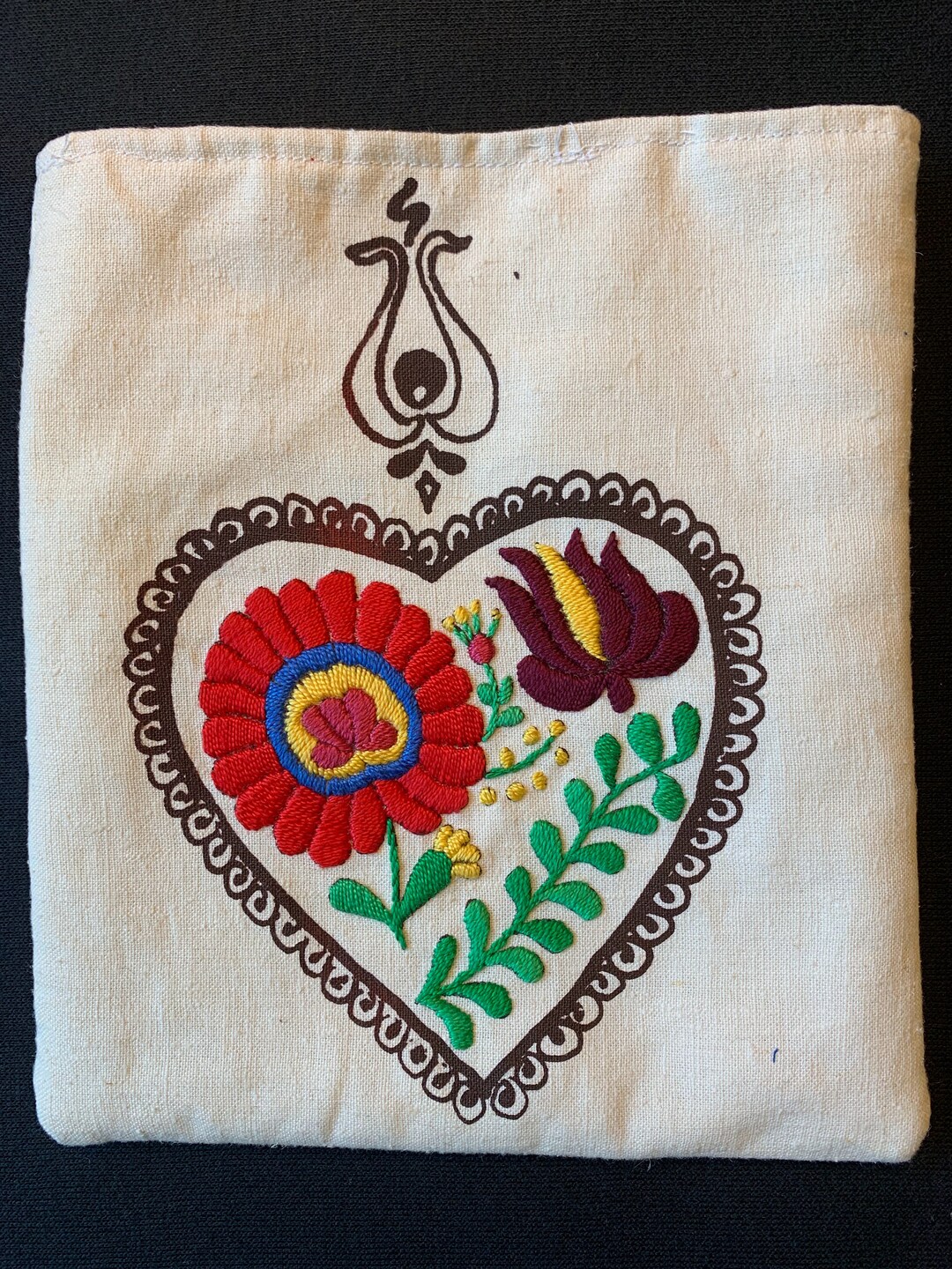 Original Handmade screen Printed, Hand Embroidered Padded Bag Travel ...