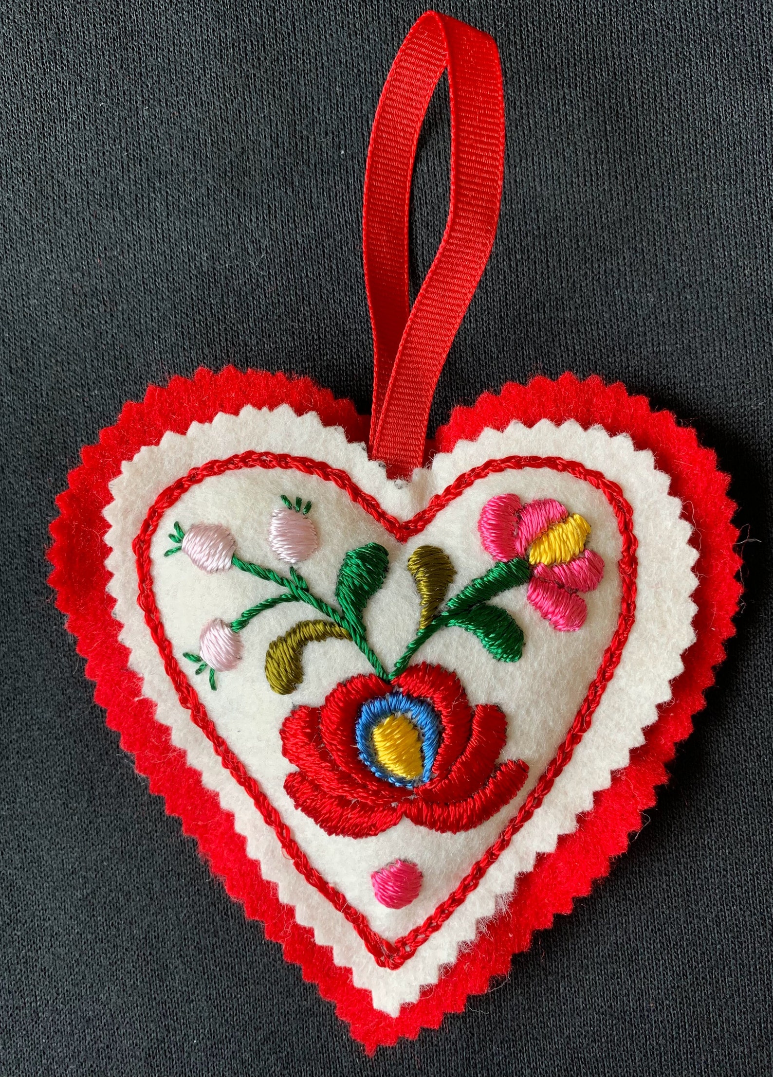 Hungarian Heart Ornament: Hand Embroidered Matyo Style Felt Heart ...
