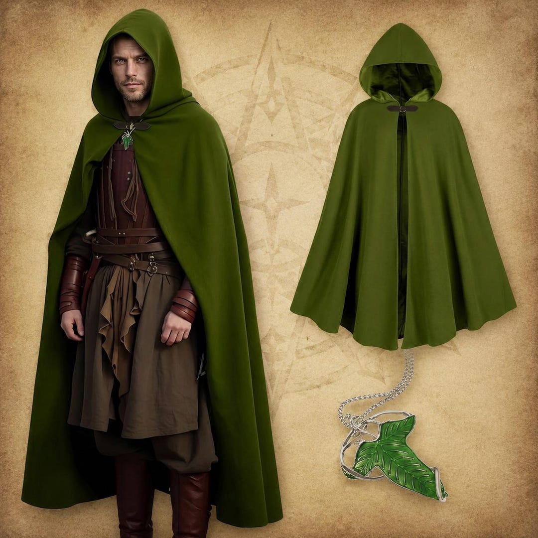 Medieval Cloak With Hood for Men - Ranger Cape, Halloween Cosplay ...