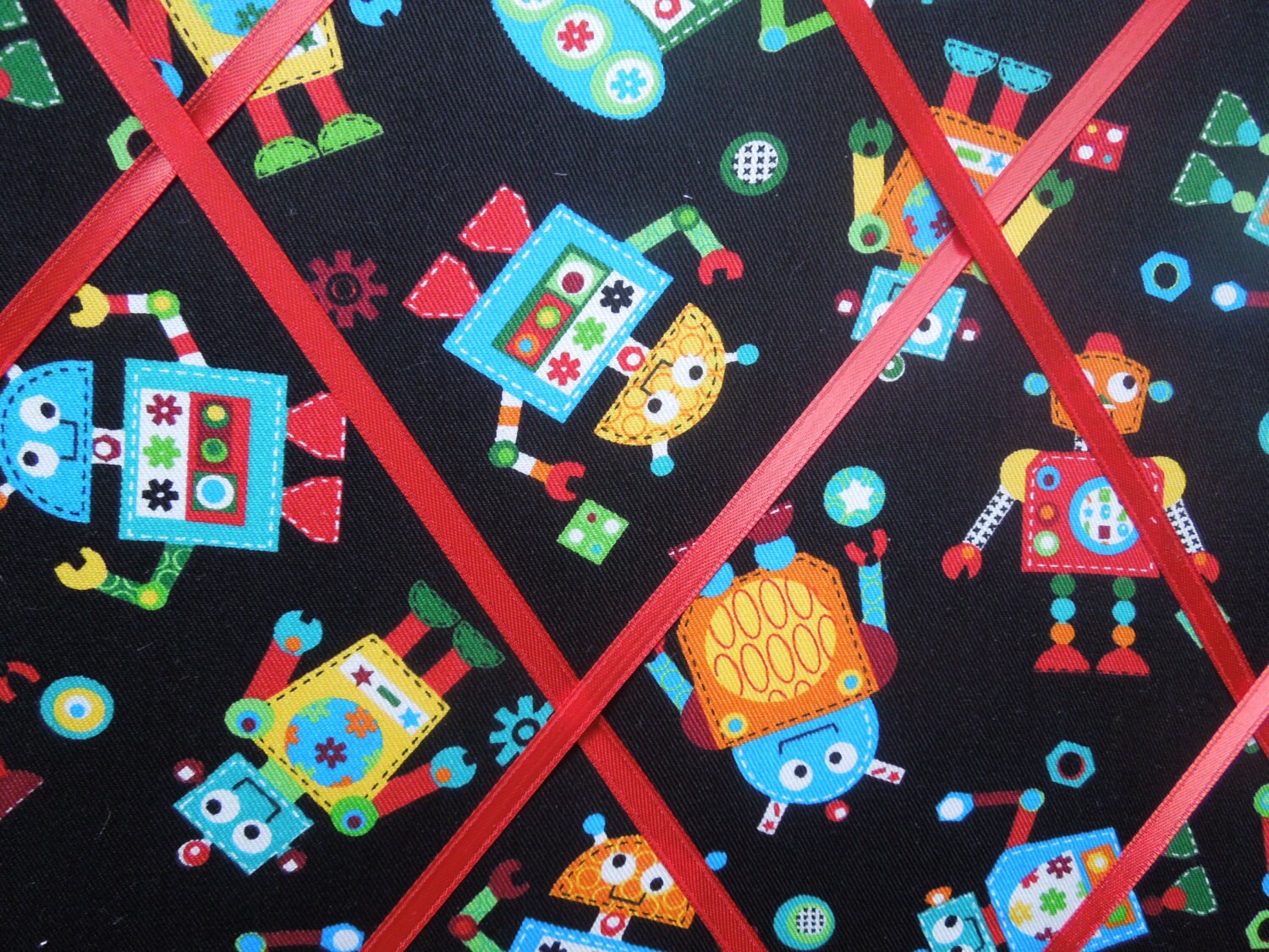 16x20 Robot Covered Unframed French Memo Board With Red Ribbon, Memory ...