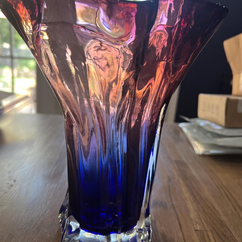 Murano Glass Cranberry Vase - Etsy