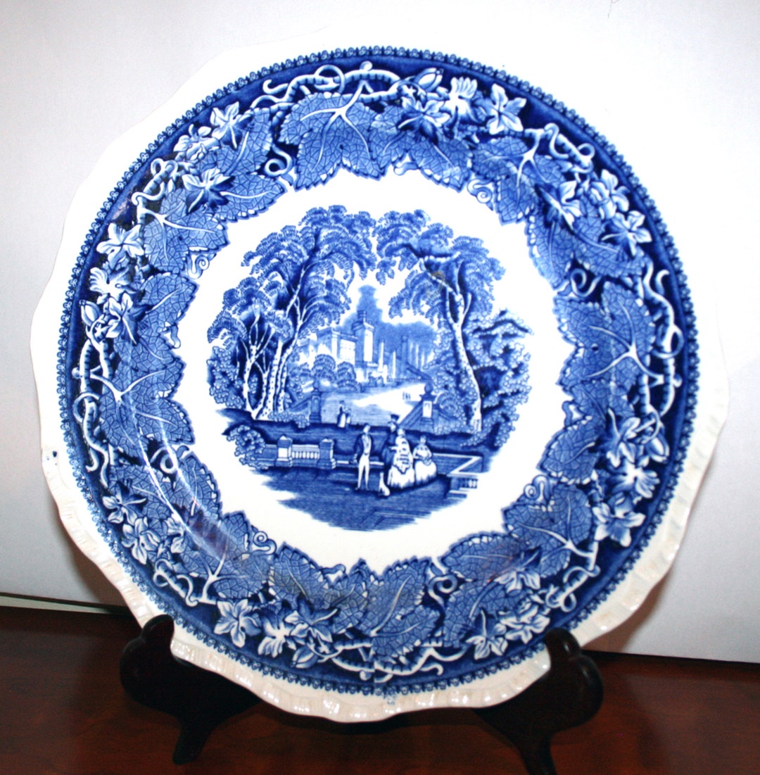 Vintage Transferware Plate Blue & White Dinner Decorative Collectible ...