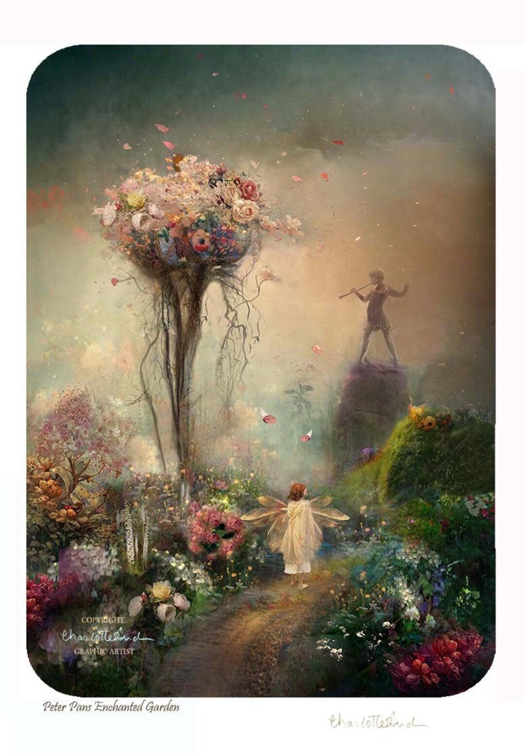 Fairy Art Print - Peter Pans Enchanted Garden Mounted or Unmounted ...