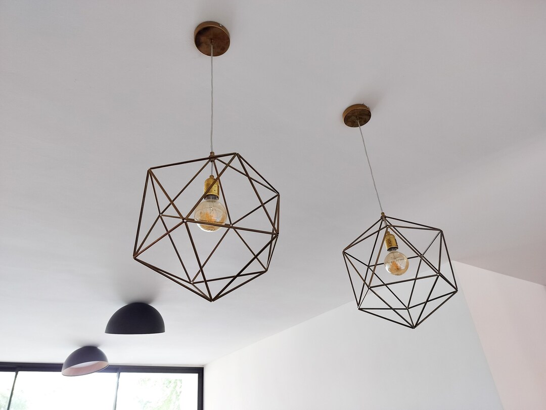 Pendent Light Fixture for Dining Room | Geometric Cage Light - Etsy