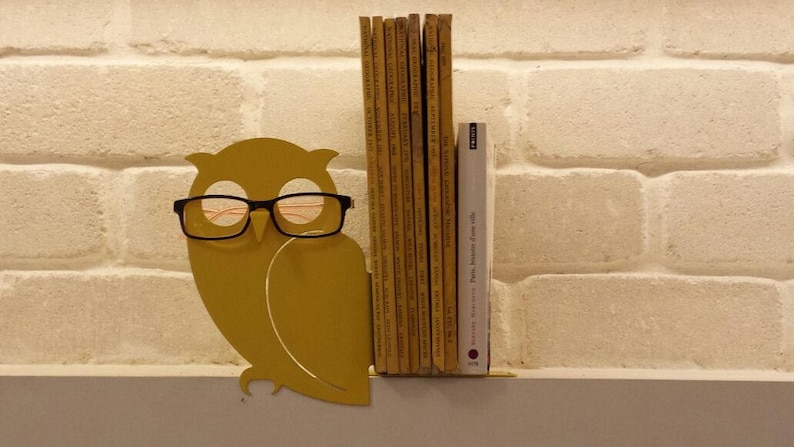 Modern bookend eyeglass holder stand owl lover gift | Etsy