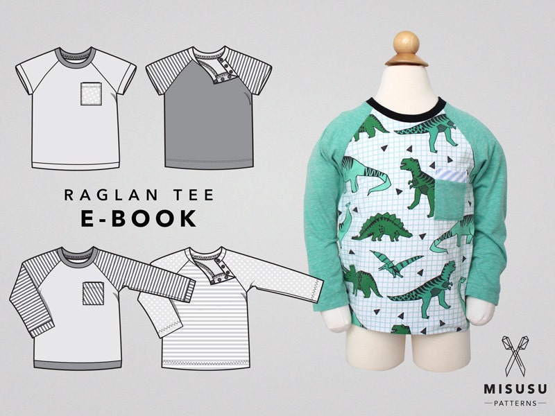 Kids raglan sleeve tshirt PDF Sewing Pattern & Tutorial | Etsy