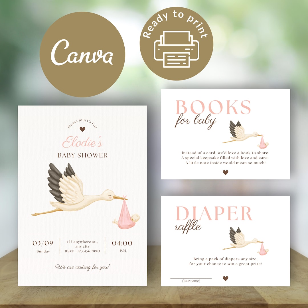 Baby Shower Bundle | Invitation Card | Books for Baby and Diaper Raffle ...