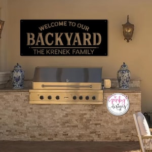 Welcome to Our Backyard Custom Metal Sign, Outdoor Decor, Patio Wall ...