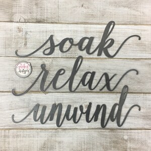 Soak, Relax, Unwind Metal Words | Set of 3 | Spa Decor | Salon Decor ...