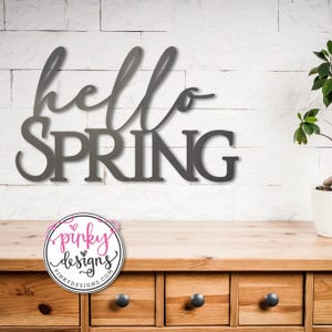 Hello Spring Metal Word Sign | Front Door Decor. - Etsy