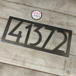 Mid Century Metal House Number Sign | Framed Modern House Numbers ...