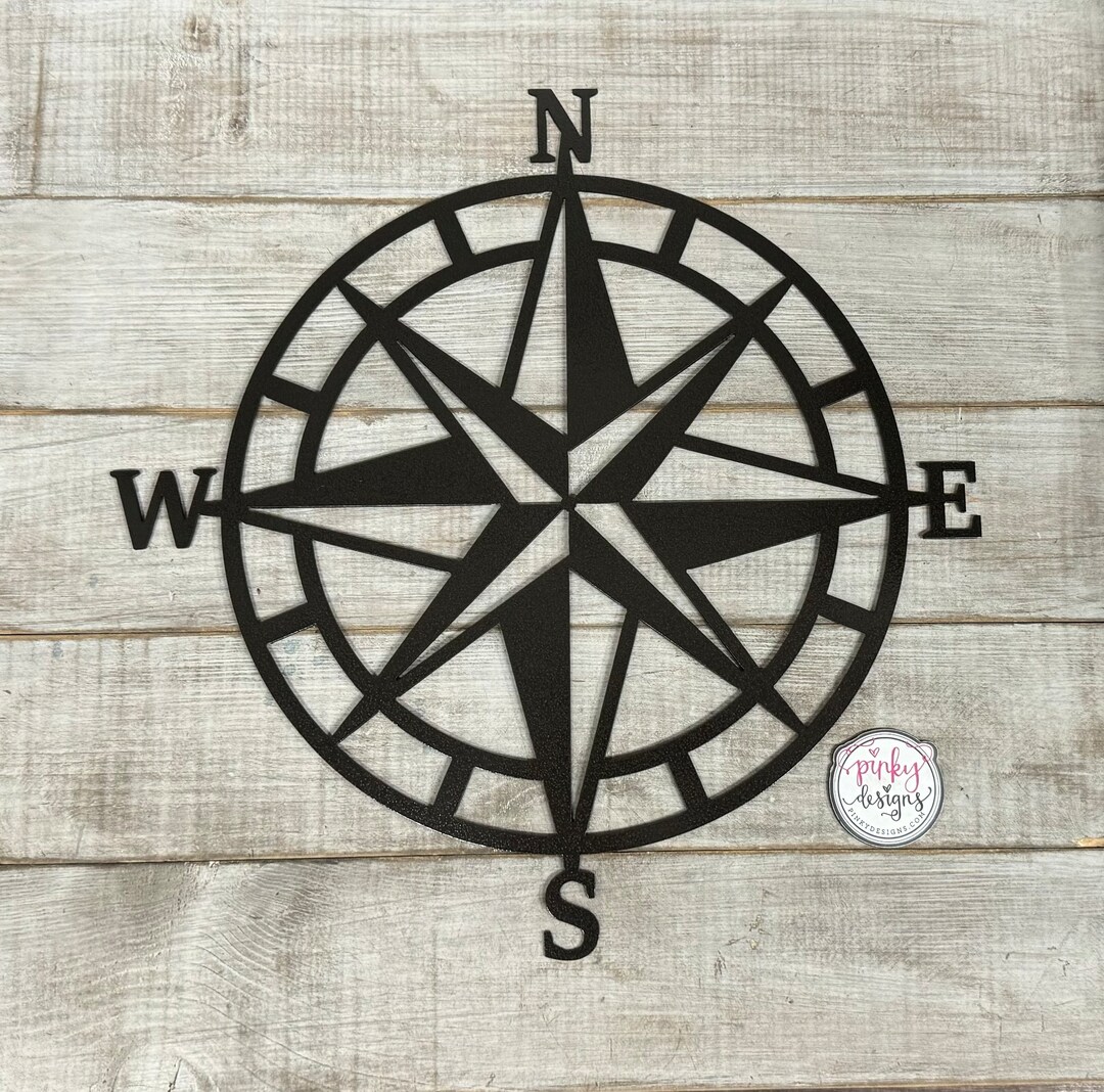 Nautical Compass Metal Wall Art | Outdoor Decor | Beach Decor | Coastal ...