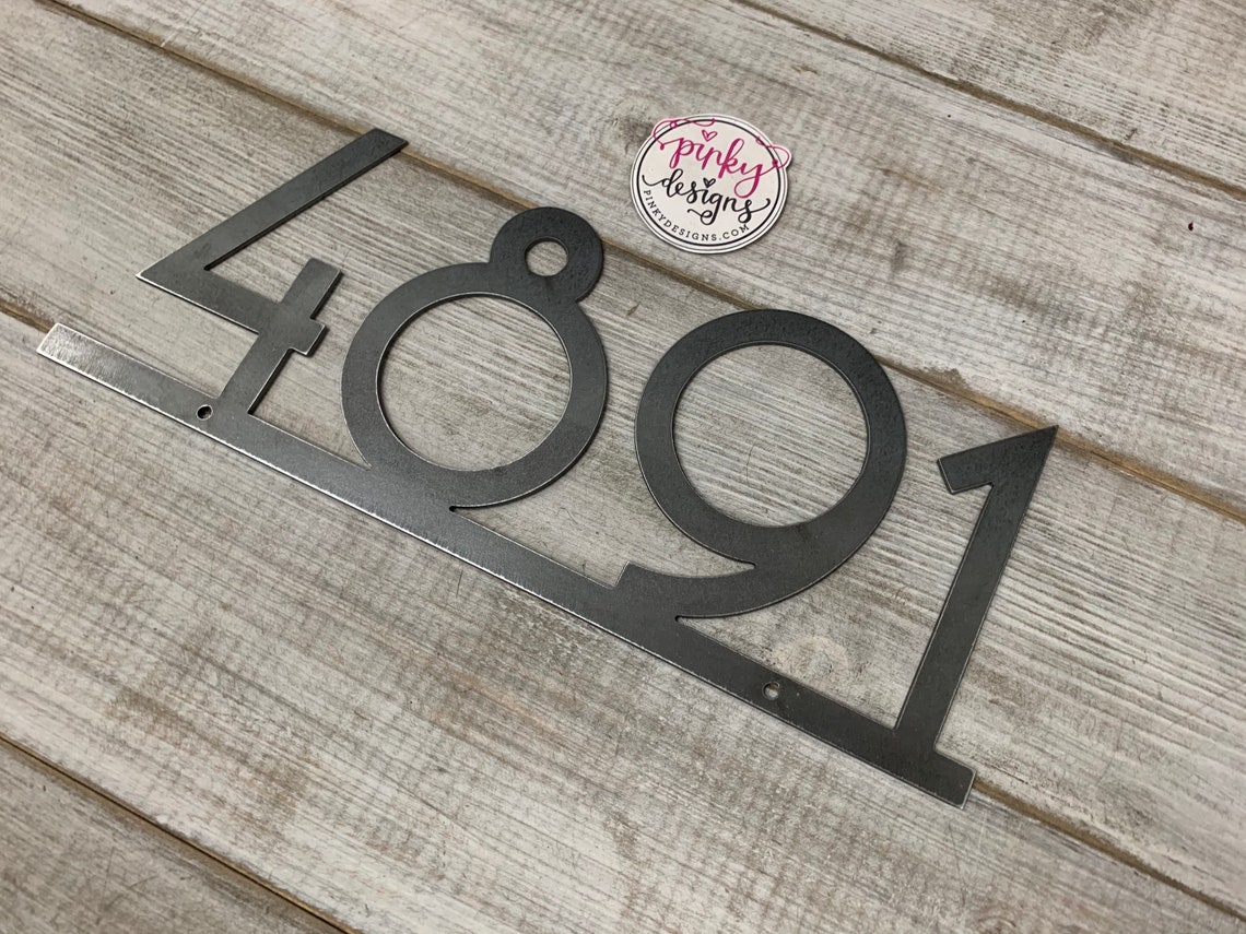 Mid Century Metal House Number Sign Modern Address Sign - Etsy